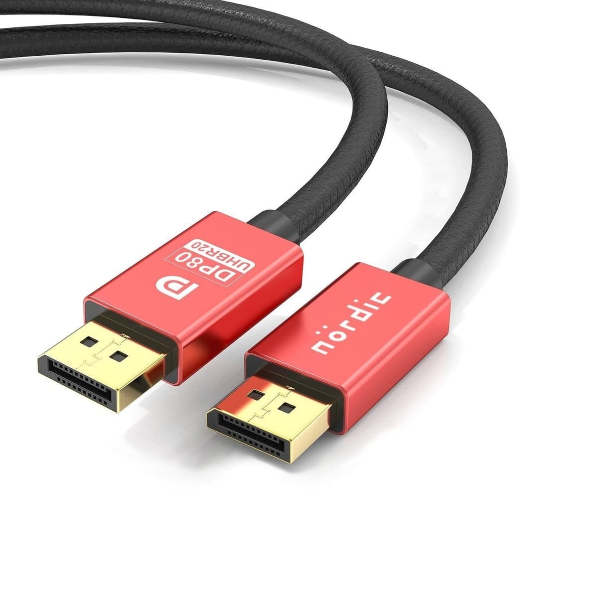NÖRDIC 2m nylonflettet Displayport 2.1 kabel DP80 UHBR20 80Gbps 16/10 ...