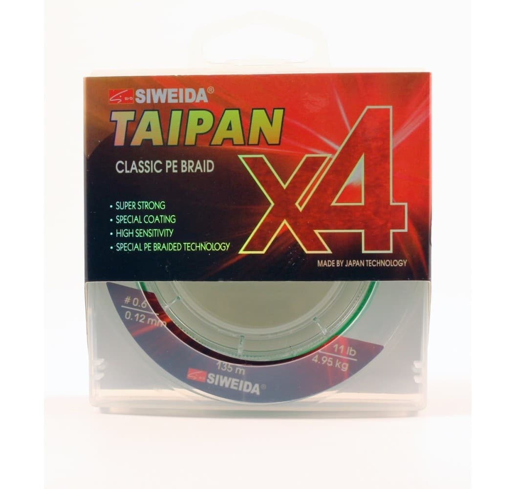 Flettet linje SWD Taipan Classic PE X4 0,12mm 135m 4,95kg lysegrønn ...