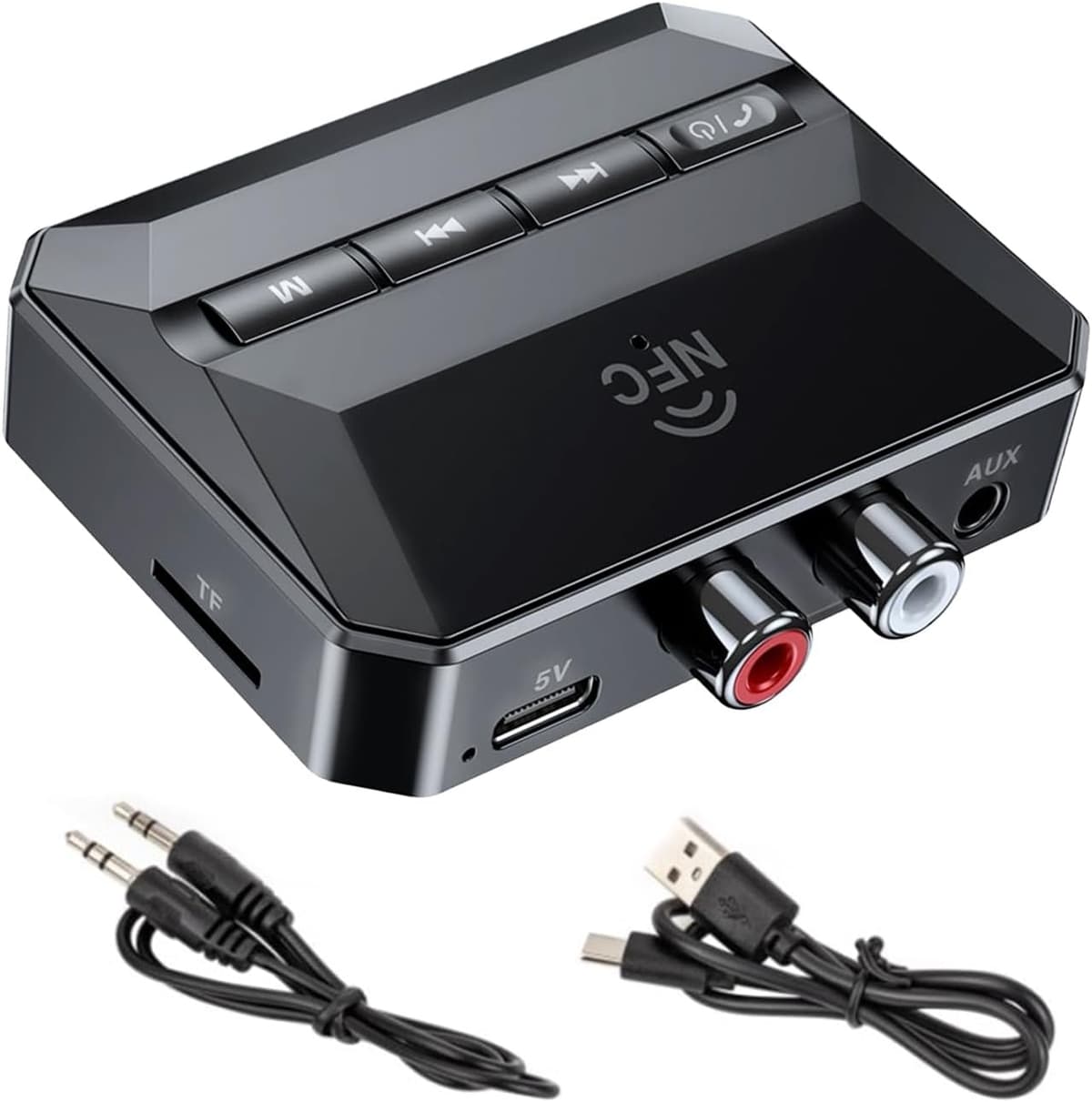 NÖRDIC Bluetooth Mottaker 5.3 RCA 3.5mm AUX med NFC MicroSD Kort USB ...