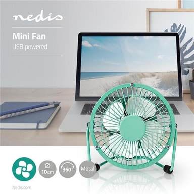 Bord-vifte | USB-Strøm | Diameter: 100 mm | 3 W | 1 Hastighet | Turkis ...