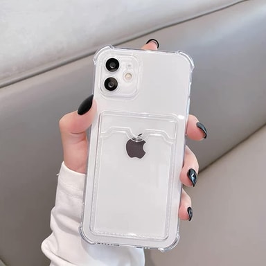 iPhone 12-deksel med kortholder i gjennomsiktig syntetisk gummi - Elkjøp