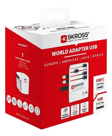 SKross MUV World USB-A/USB-C reiseadapter 3310008 - Elkjøp