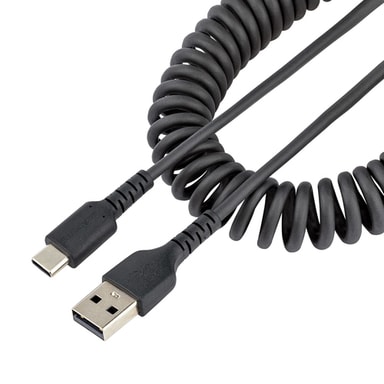 StarTech.com 1 m USB-A till C-laddningskabel, kraftig spiralkabel för ...