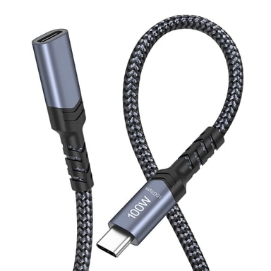 NÖRDIC 2m USB3.2 Gen2 USB-C Forlengelseskabel hann til hunn 10Gbps 5A ...