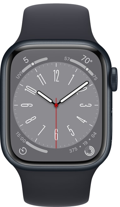 Apple Watch Series 8 41mm GPS (midnatt alu. / midnatt sportsreim) - Elkjøp