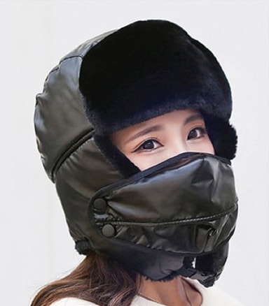 Unisex Winter Trooper Trapper Hat Jaktøreklaff med vindtett maske Svart ...