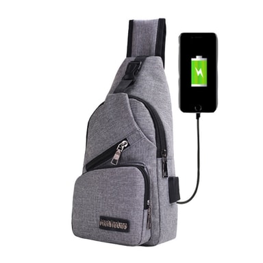 Crossbody-ryggsekk med USB-ladeport Grå - Elkjøp | Elkjøp