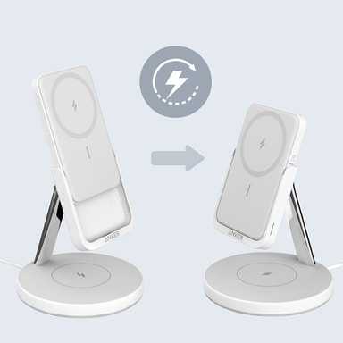 Anker PowerWave Mag-Go 2-i-1 ladestativ (hvit) - Elkjøp | Elkjøp