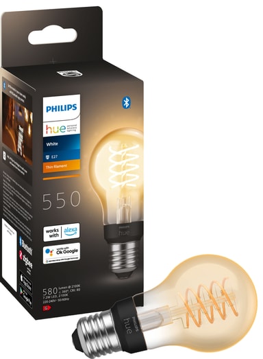 Philips Hue W lyspære 7,2W Filament A60 E27 - Elkjøp