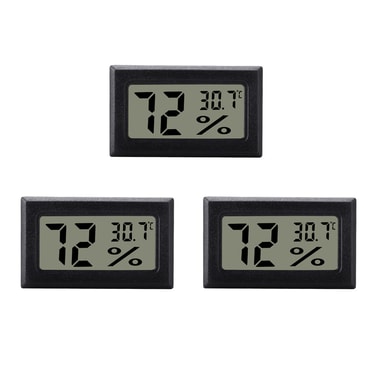 Mini Digital Termometer Hygrometer 3-Pack Sort - Elkjøp