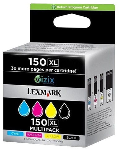Lexmark Ink 150XL Vizix 2.0 Cyan Magenta Gul Sort - Elkjøp | Elkjøp