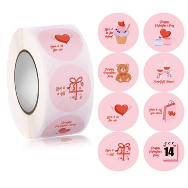 Hjerte Valentinsdag-klistremerker 500-deler Rosa - Elkjøp