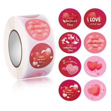 Hjerte Valentinsdag-klistremerker 500-deler Rosa - Elkjøp