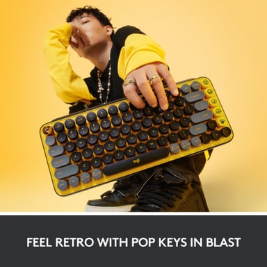 Logitech Pop Keys Wireless tastatur (Blast Yellow) - Elkjøp