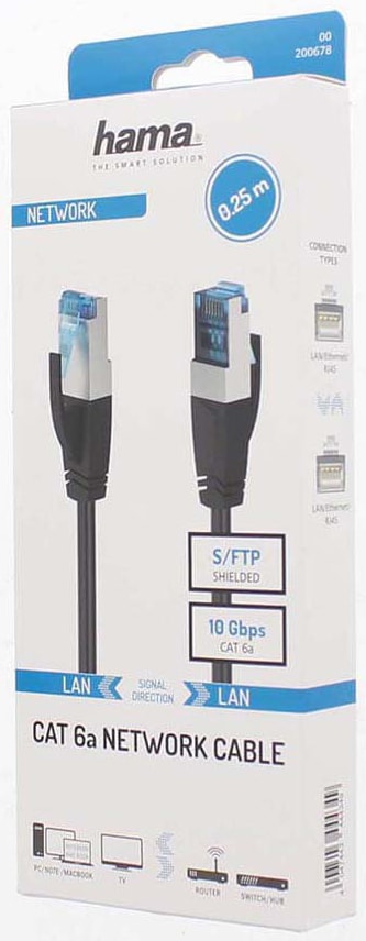 Hama CAT6a S/FTP nettverkskabel 0,25 m (sort) - Elkjøp