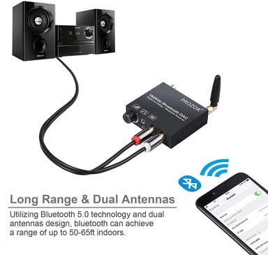 Digital til analog DAC-omformer 192kHz med 5,0 Bluetooth-optisk ...
