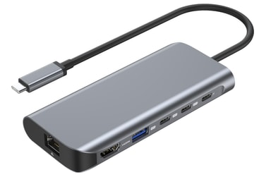 NÖRDIC 1 til 6 USB-C dockningsstasjon 1xHDMI 8K60Hz 4K120Hz 2xUSB-C 10G 1xUSB-A 10G 1xRJ45 2,5G ...