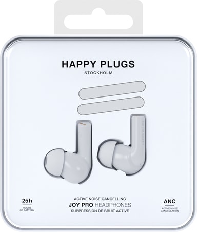 Happy Plugs Joy Pro helt trådløse in-ear hodetelefoner (hvit) - Elkjøp ...