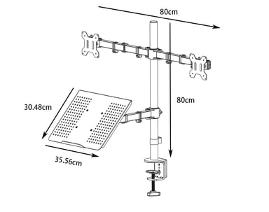 NÖRDIC skjermstativ for 2 skjermer og 1 bærbar bærbar PC, Skjerm opptil ...