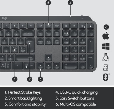 Logitech MX Keys trådløst tastatur (nordisk layout) - Elkjøp