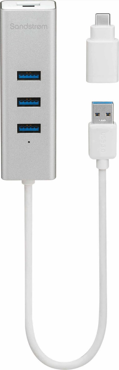 Sandstrøm USB 3.0-hub med Gigabit LAN-port - Elkjøp