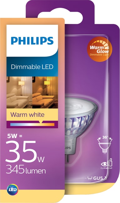 Philips WarmGlow LED-spotlys 35W GU5.3 - Elkjøp