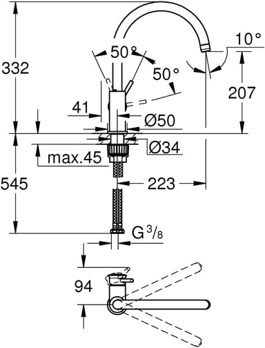 Grohe Start Classic blandebatteri med C-formet kran (krom) - Elkjøp