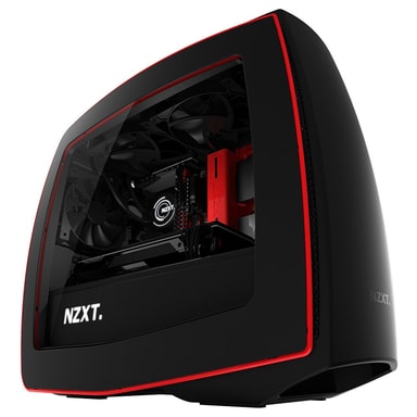 NZXT Manta Mini ITX PC-kabinett (matt sort/rød m/vindu) - Elkjøp
