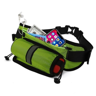 Midjeveske med flaskeholder og mobil kupé - grønn - Elkjøp