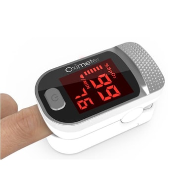 Pulsoksymeter som måler oksygenering og puls via finger Silver - Elkjøp