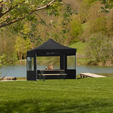 Partytelt, hagepaviljong Olivia 3x3 m med 4 vegger - svart - Elkjøp