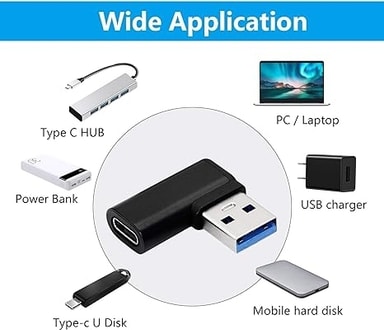 NÖRDIC USB-C hunn til USB-A hann vinklet adapter 90 grader - Elkjøp