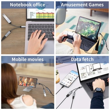 USB-C hann til USB hunn + USB-C PD ladekontakt og OTG adapter USB 2.0 ...