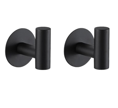 Selvklebende runde kroker i rustfritt stål 2-pak Sort - Elkjøp | Elkjøp