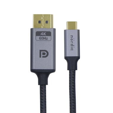 NÖRDIC 1M USBC til DisplayPort Cable UHD 4K 60Hz 21.6gbps DP Alt-modus ...
