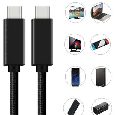 Type C til Type C kabel hurtiglading for 20Gbps PD100W 4K 60Hz 3 m - Elkjøp