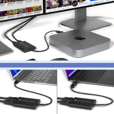Sonnet USB-A og USB-C Dual 4K60Hz DP Displaylink Adapter for bærbare ...