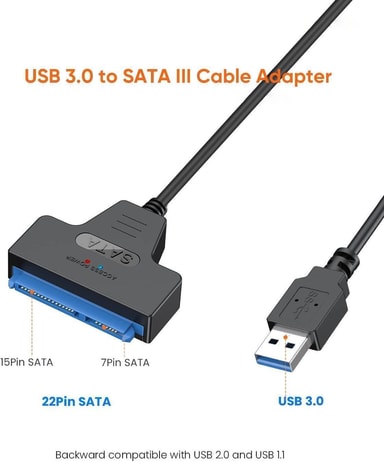 NÖRDIC USB-A til SATA-adapter 2,5 SATA III HDD 5 Gbps - Elkjøp