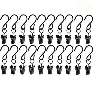 S Krokar Gardinklämmor 20-pack Svart - Elgiganten - Elgiganten
