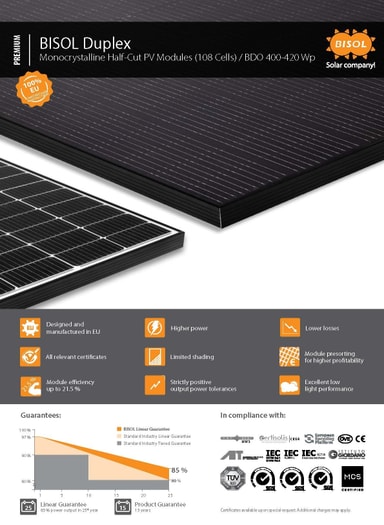 Bisol Solcelle - Duplex BDO All Black 410W - Elkjøp