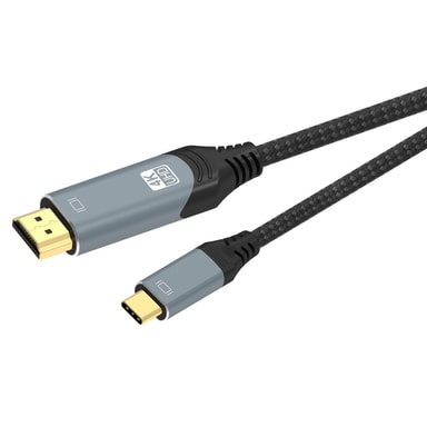 NÖRDIC 3m USBC till HDMI 4K 60Hz nylonflätad kabel space grey stöd för ...