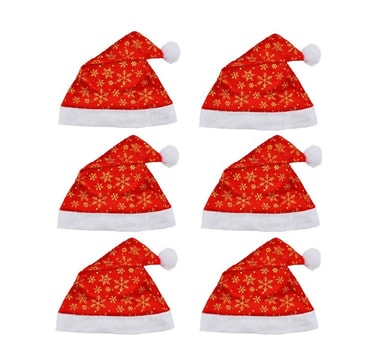 6-pack julhattar med snöflingamönster för festlig julfest Guld ...