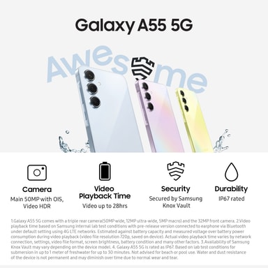 Samsung Galaxy A55 5G smarttelefon 8/128GB (lys blå) - Elkjøp | Elkjøp