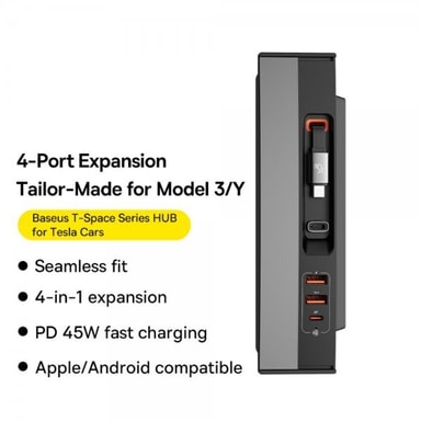 Baseus T-Space Series USB Hub for Tesla 45W - Elkjøp
