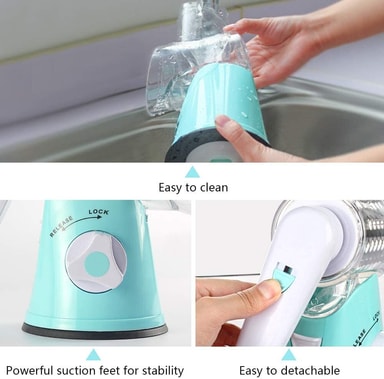 Roterende rivjern med 3 forskjellige tromler - blått - Elkjøp