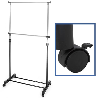 Klesstativ på hjul uttrekkbar 1 stang - svart - Elkjøp
