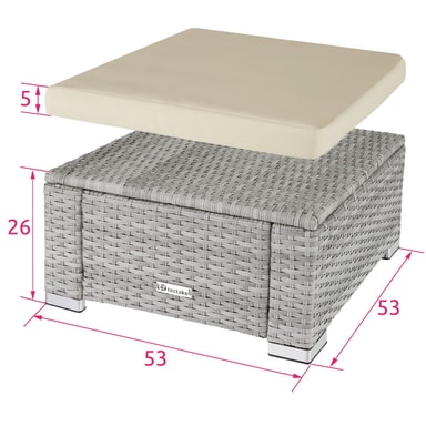 Puff poly rotting, med pute - lysegrå - Elkjøp