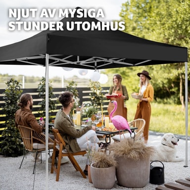 Partytelt, hagepaviljong Olivia 3x3 m med 2 vegger - svart - Elkjøp