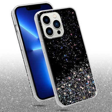 iPhone 13 PRO MAX Silikondeksel Glitter (svart) - Elkjøp